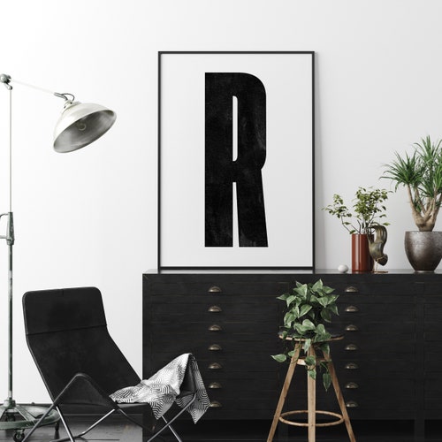 Large Wall Art Monogram Poster Art Print Letter R Instant - Etsy