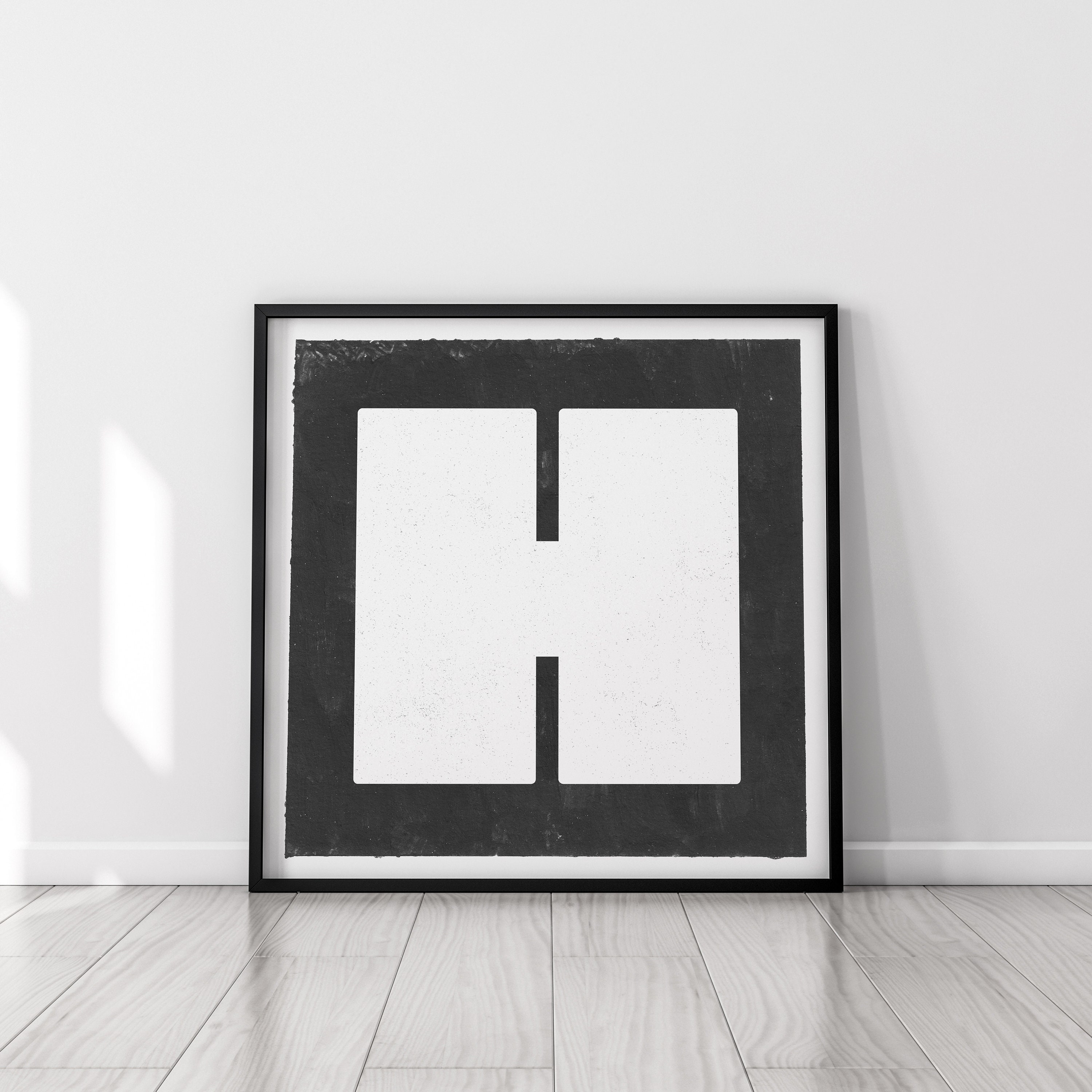 LETTER H — blokletter vierkante muurkunst, moderne monogram poster ...