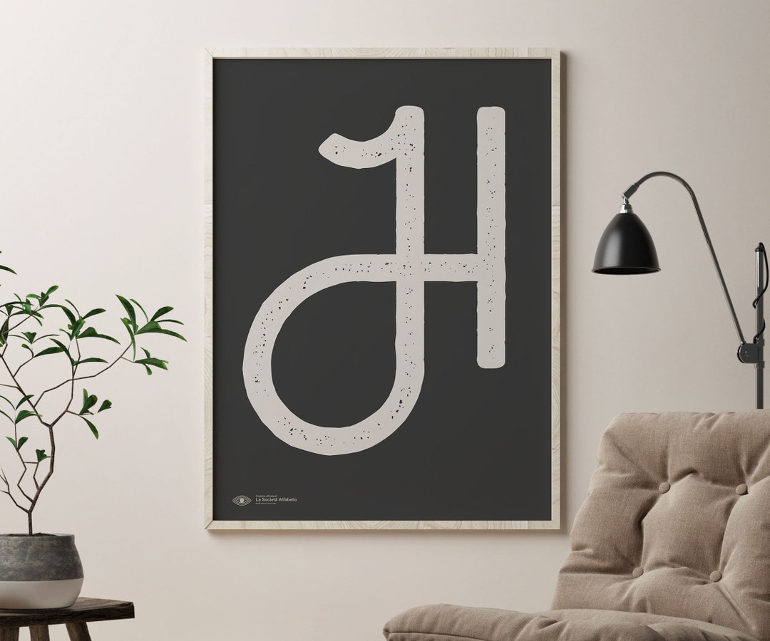 Capital Letter Wall Art | Monogram Poster Art Print | Letter H ...