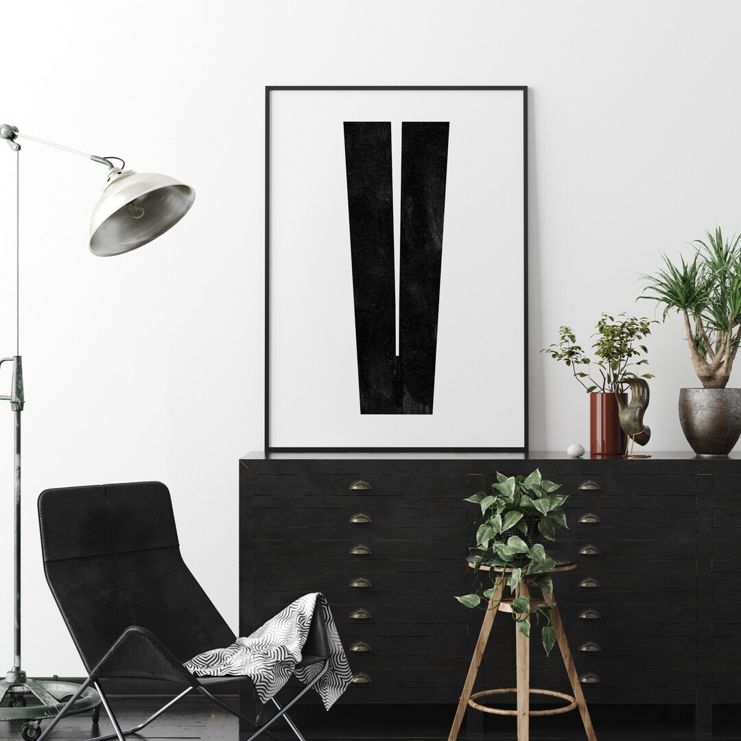 Capital Letter Wall Art | Monogram Poster Art Print | Letter V ...