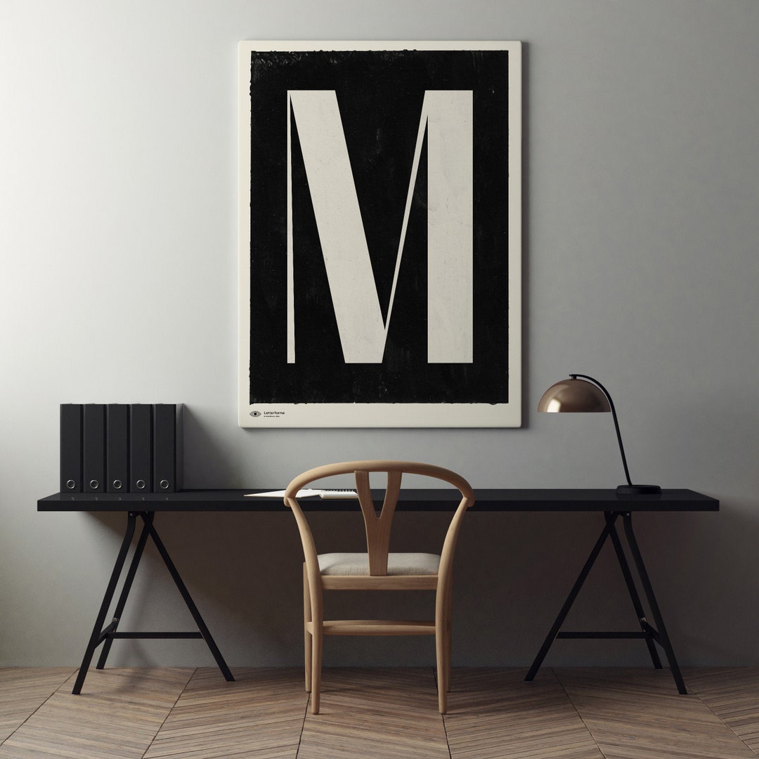 Capital Letter Wall Art | Monogram Poster Art Print | Letter M ...
