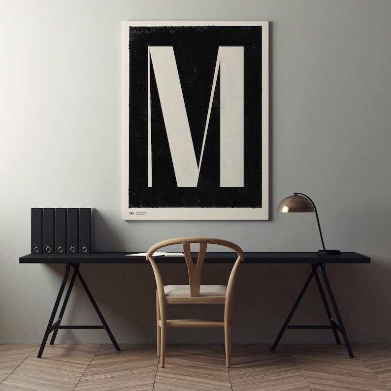 Capital Letter Wall Art Monogram Poster Art Print Letter M - Etsy