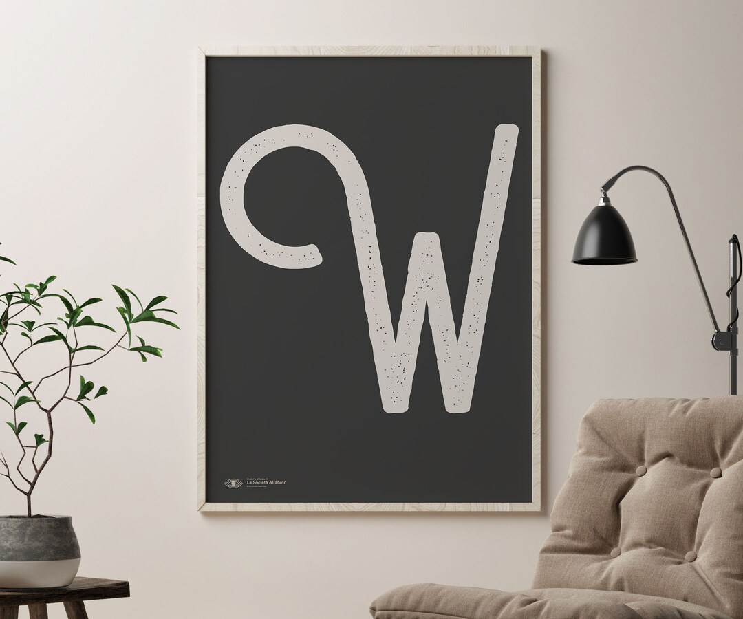Capital Letter Wall Art | Monogram Poster Art Print | Letter W ...