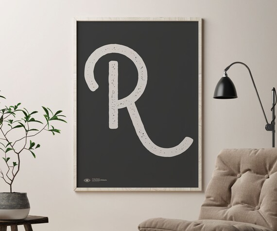Capital Letter Wall Art Monogram Poster Art Print Letter R | Etsy