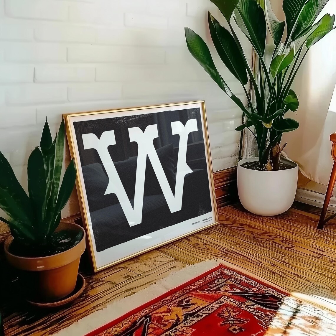 Extra Large Wall Art, Monogram Poster Art Print, Letter W, Instant ...