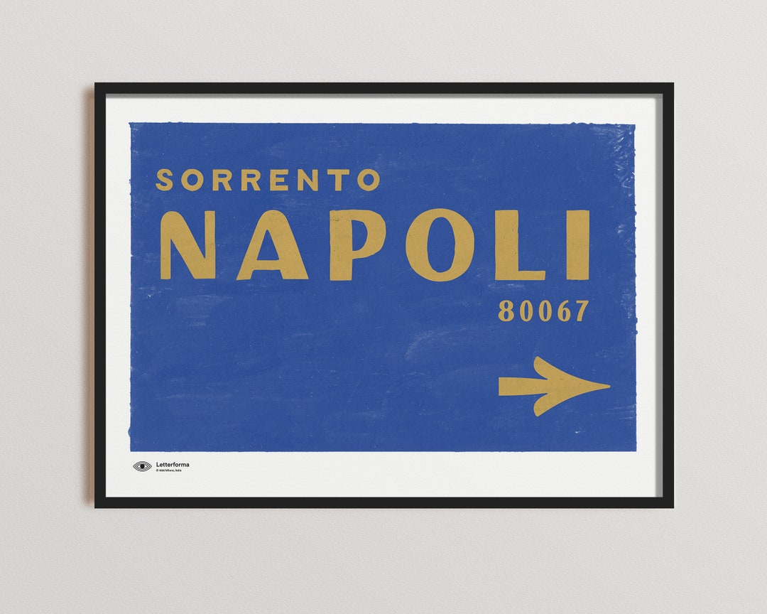 XL Italian Inspired Wall Art, Type Poster Art Print, Sorrento Napoli ...