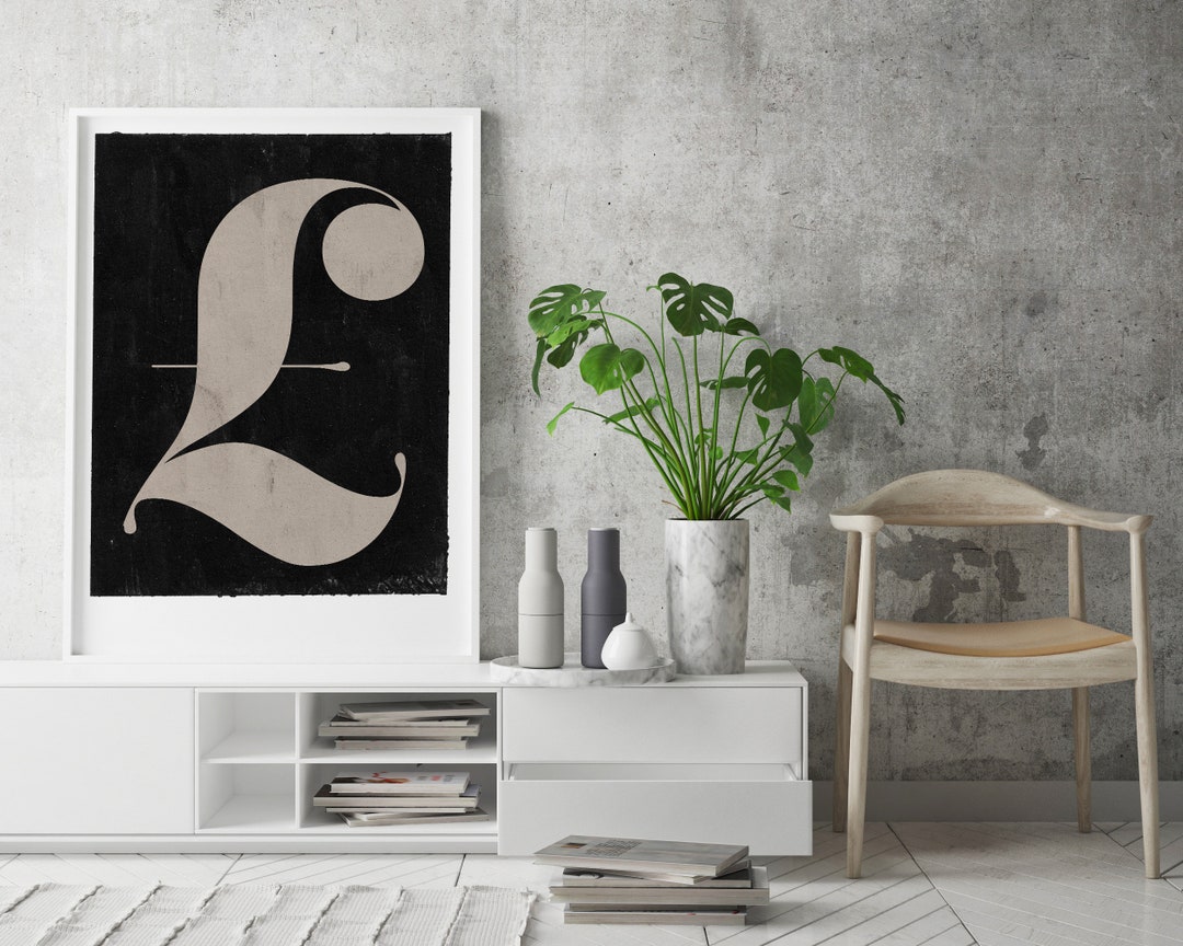 Oversized Wall Art Vintage Monogram Poster Art Print Pound - Etsy