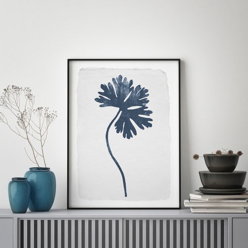 Leaf Print Blue Leaves Printable Wall Art Watercolor Leaves - Etsy