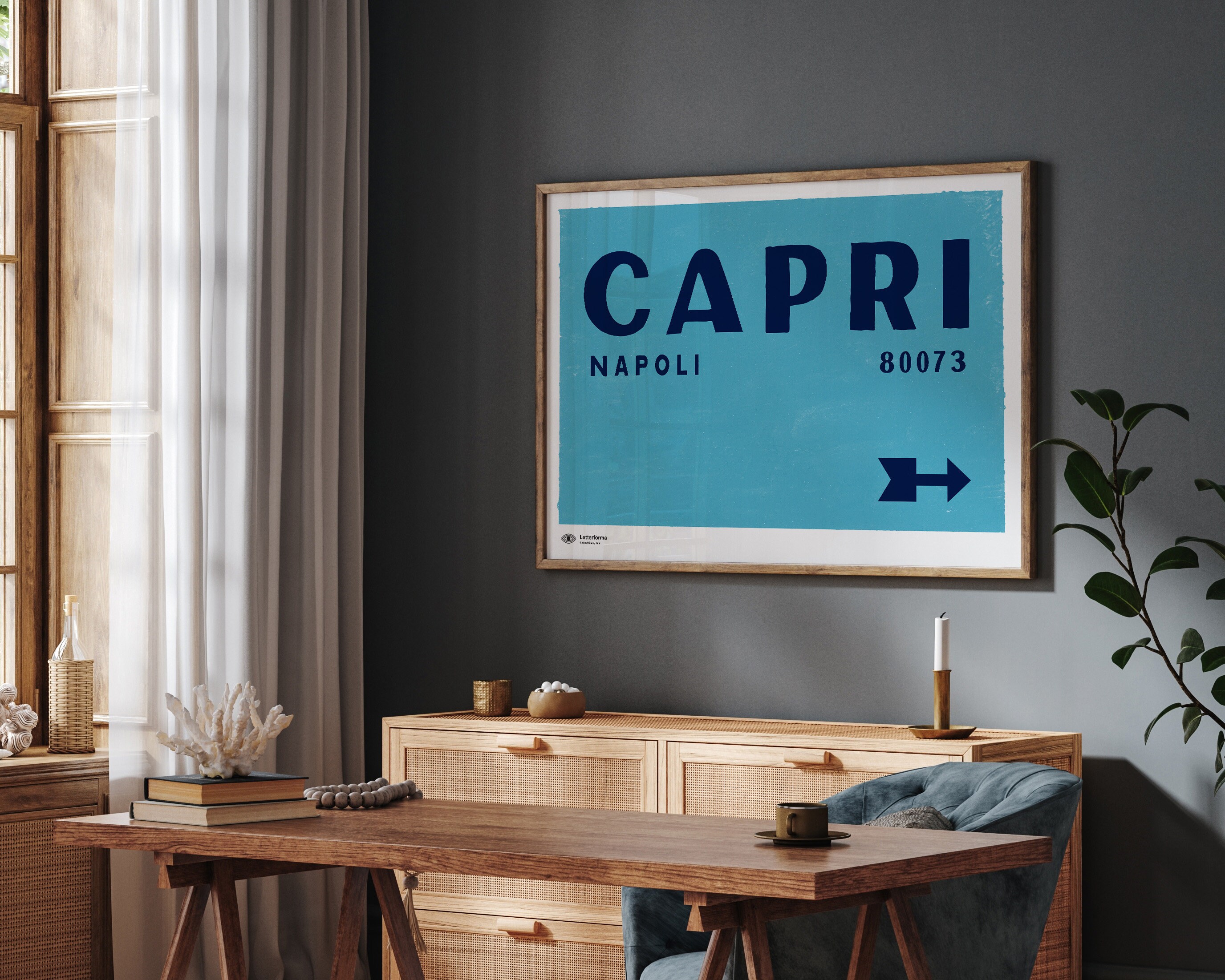XL Italian Inspired Wall Art, Type Poster Art Print, Capri Napoli ...