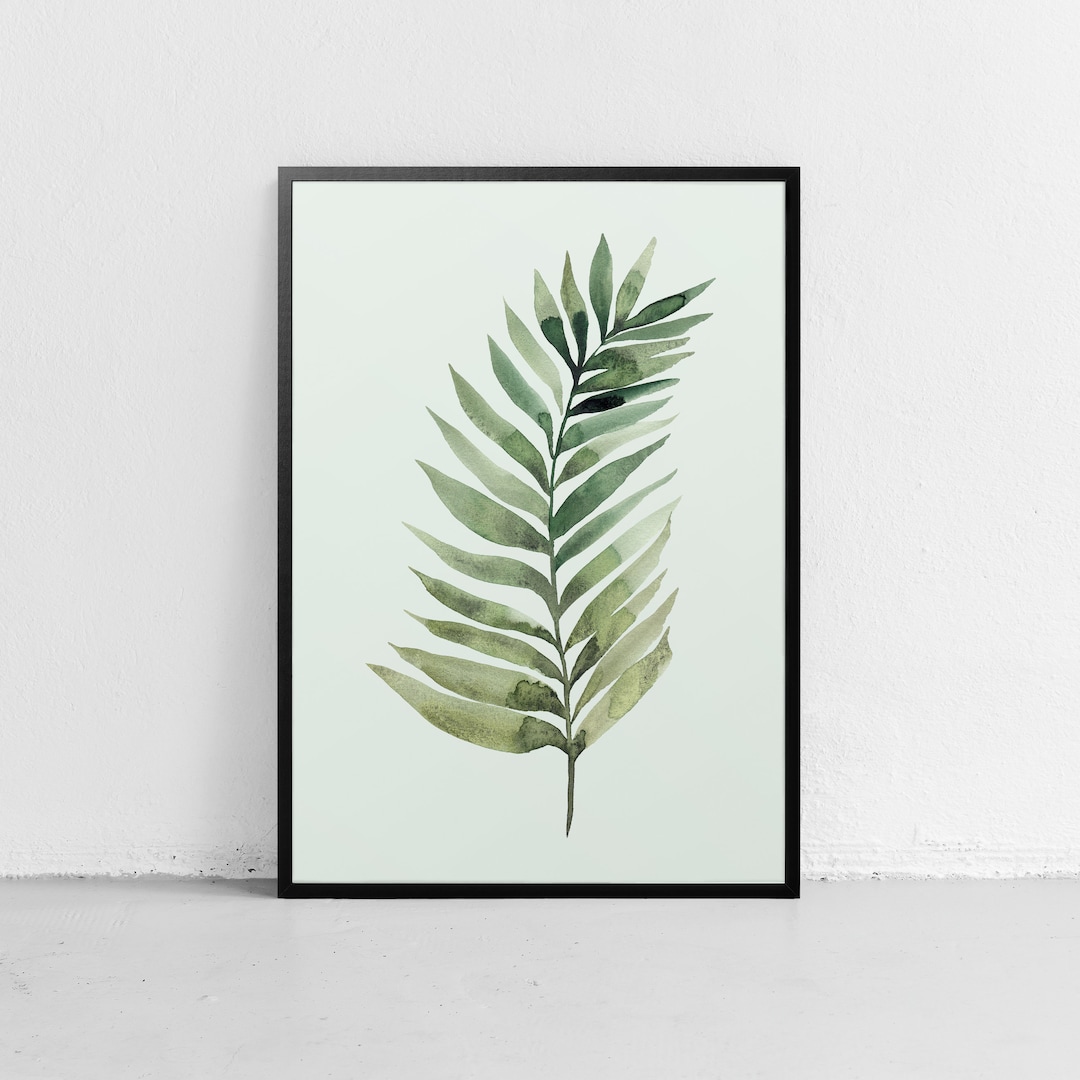 Tropical Leaf Digital Art | Teal Tone Wall Art | Minimalist Poster ...