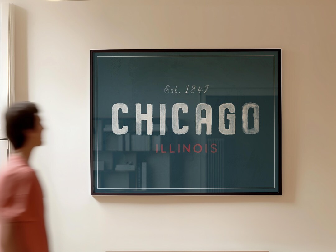 XXL Chicago Inspired Wall Art, Type Poster Art Print, Chigago IL Art ...