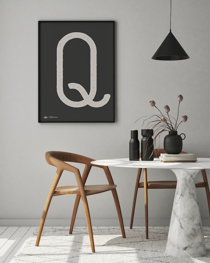 Capital Letter Wall Art | Monogram Poster Art Print | Letter Q ...