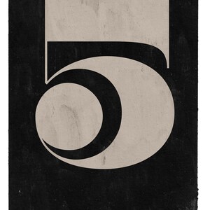Oversized Wall Art, Vintage Monogram Poster Art Print, Number 5 ...