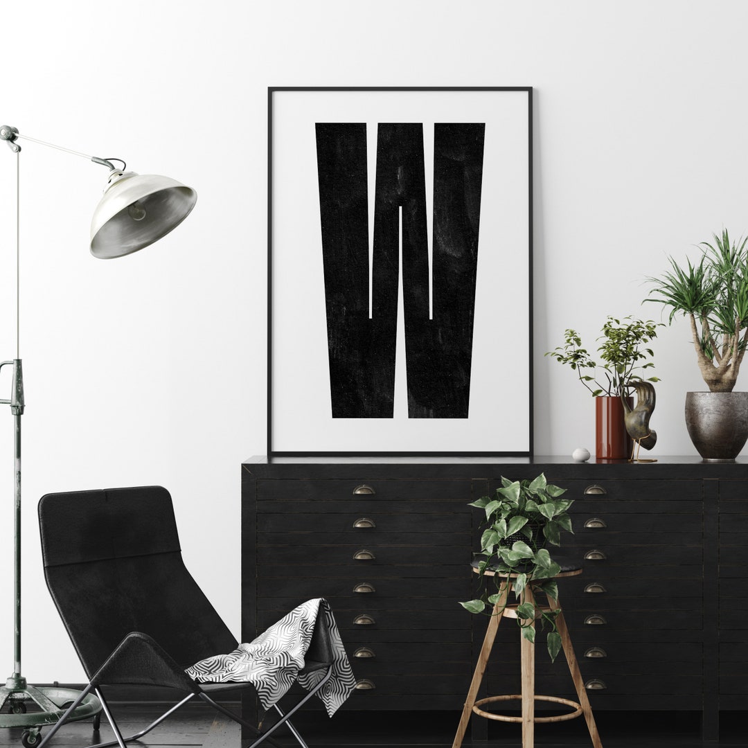 Capital Letter Wall Art | Monogram Poster Art Print | Letter W ...