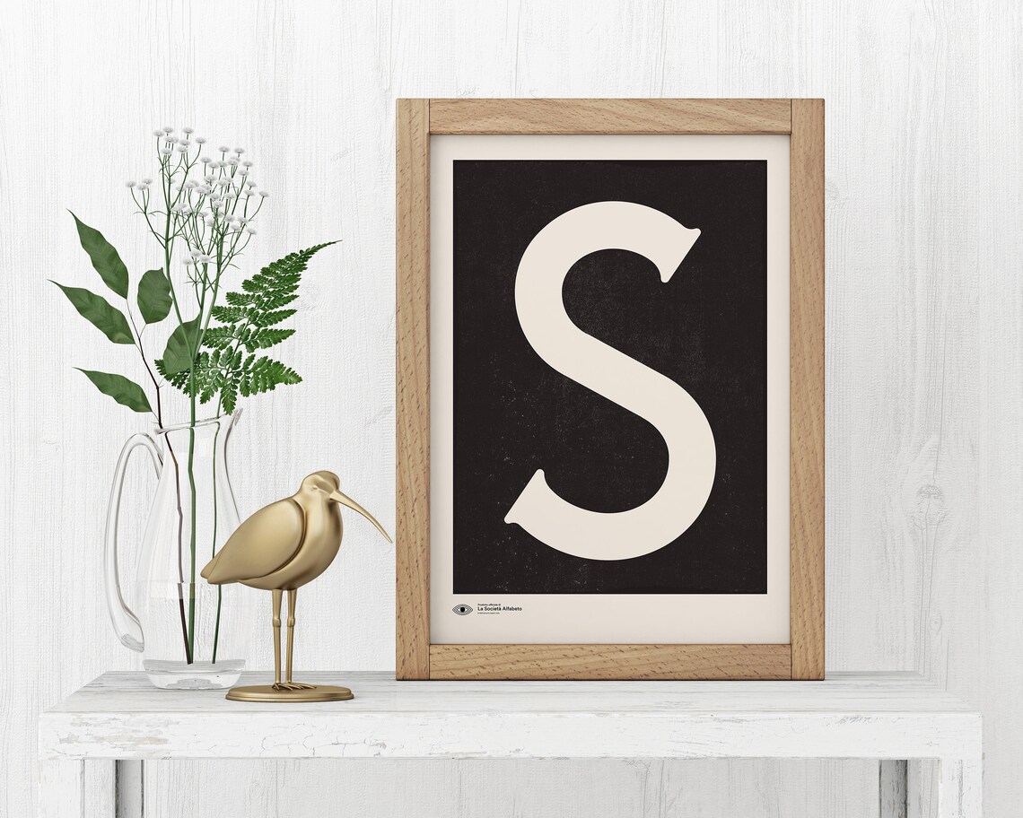 Capital Letter Wall Art Monogram Poster Art Print Letter S - Etsy