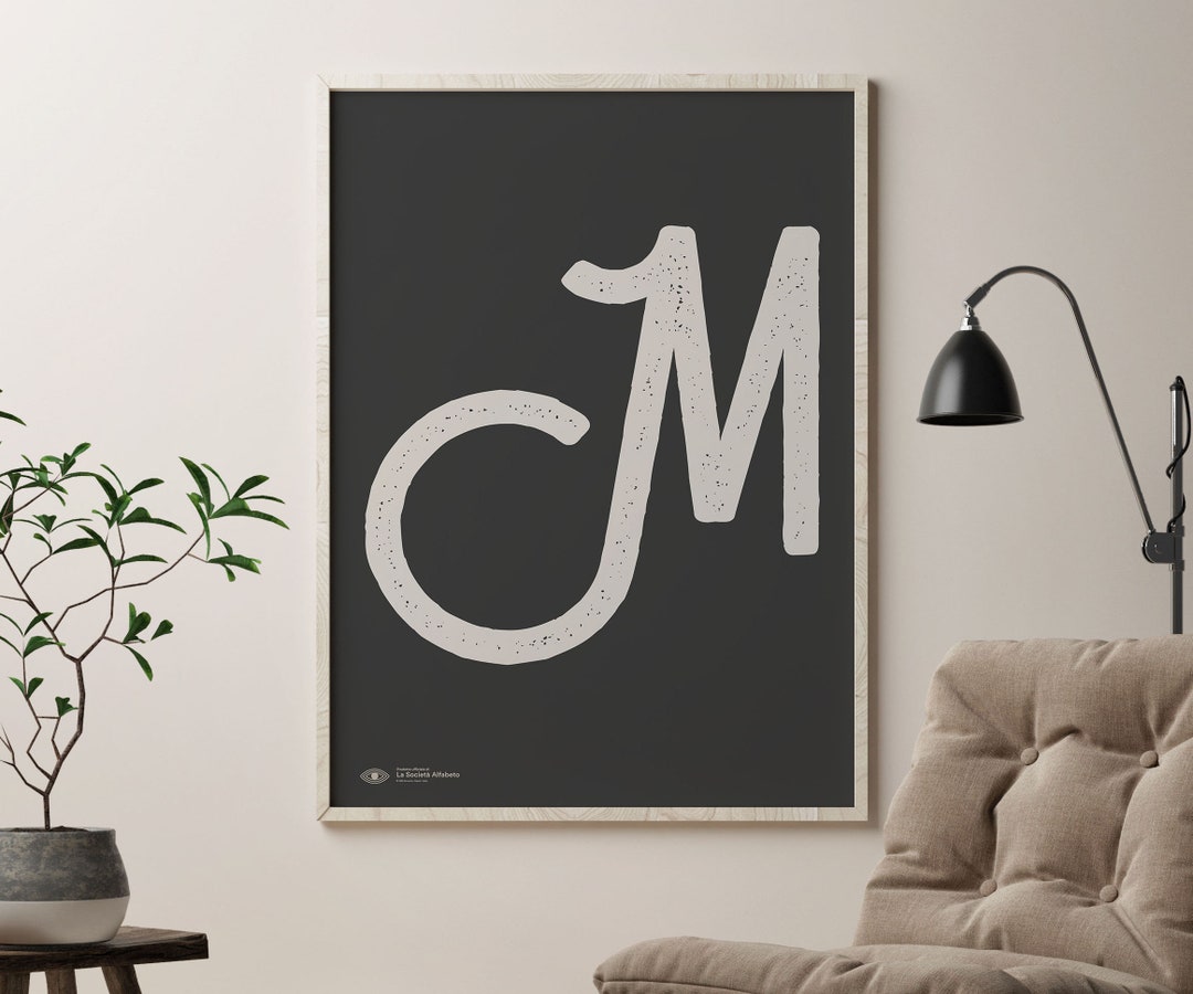 Capital Letter Wall Art | Monogram Poster Art Print | Letter M ...