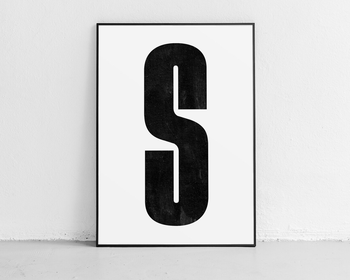 Capital Letter Wall Art Monogram Poster Art Print Letter S - Etsy