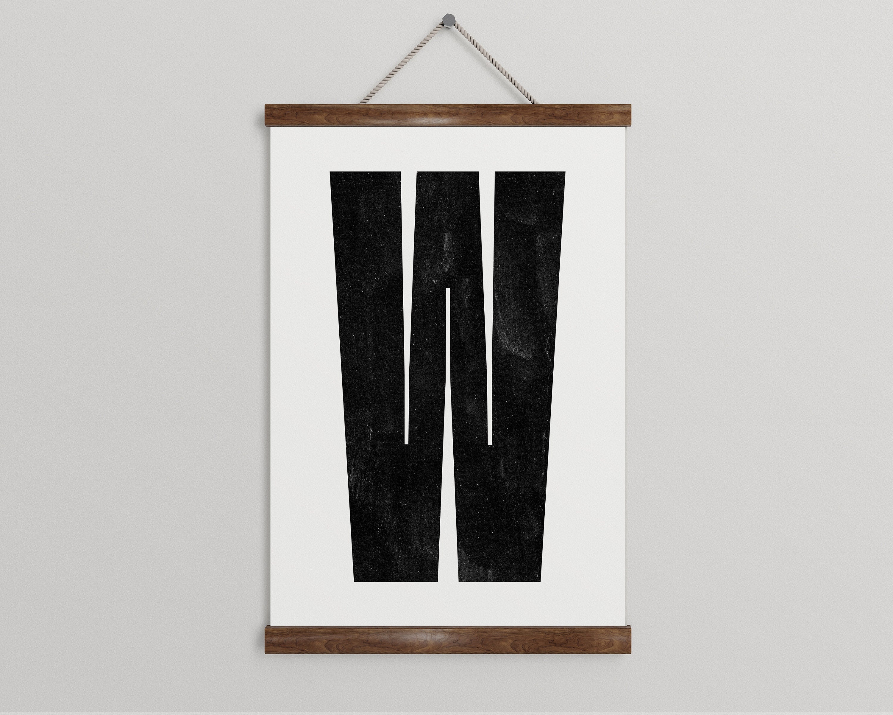 Capital Letter Wall Art | Monogram Poster Art Print | Letter W ...