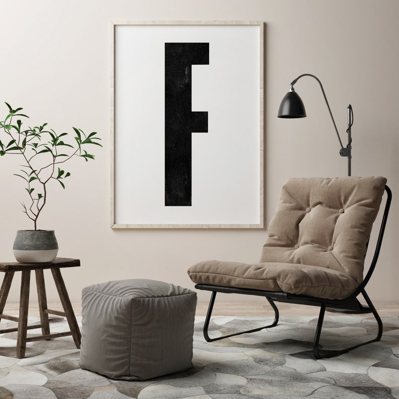 Capital Letter Wall Art Monogram Poster Art Print Letter F - Etsy