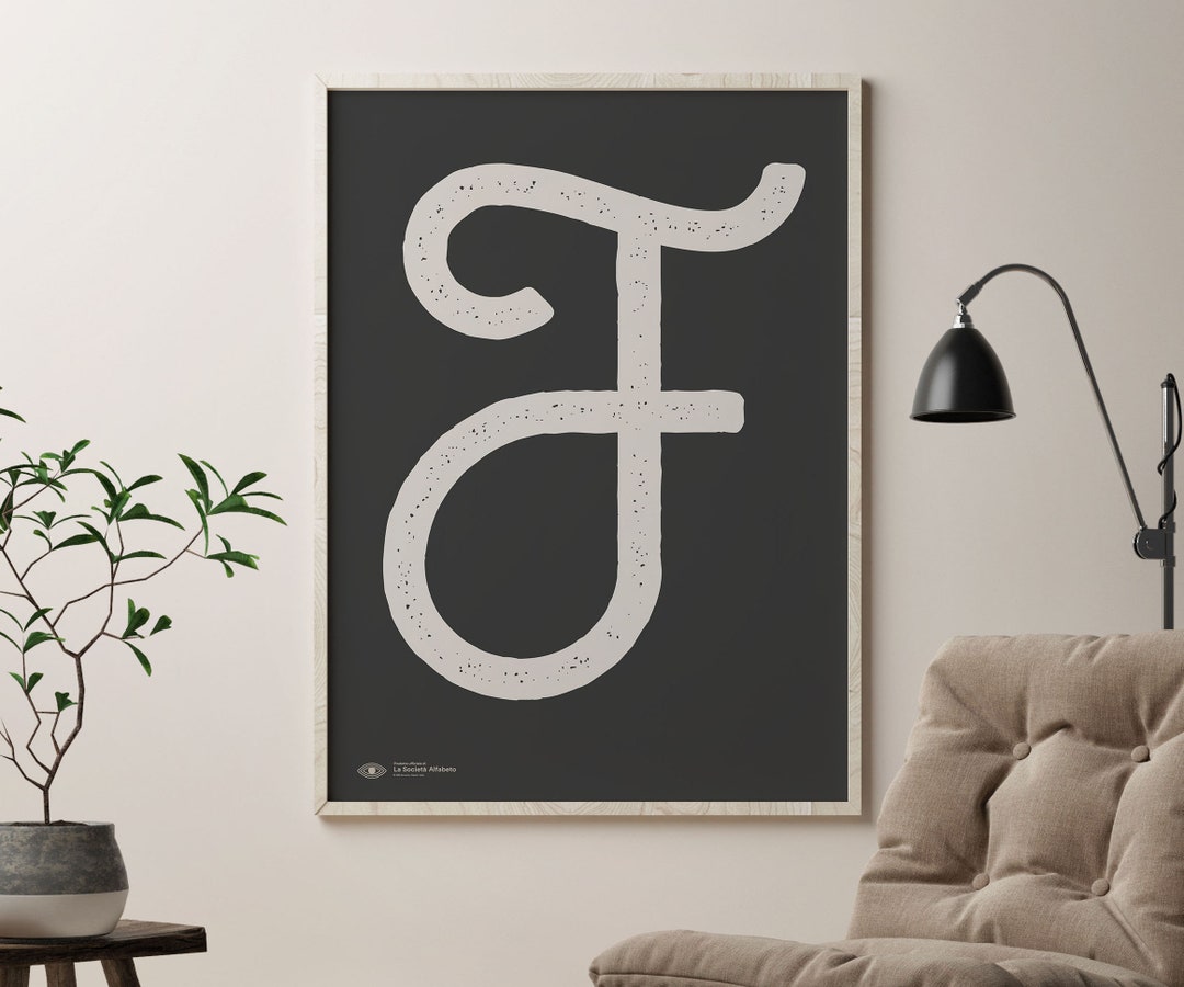 Capital Letter Wall Art | Monogram Poster Art Print | Letter F ...