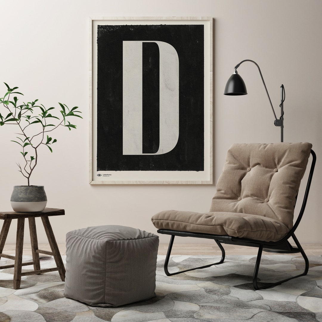 Capital Letter Wall Art | Monogram Poster Art Print | Letter D Spirit ...