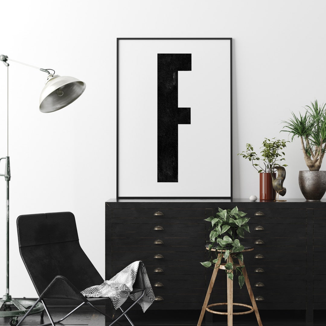 Capital Letter Wall Art | Monogram Poster Art Print | Letter F ...