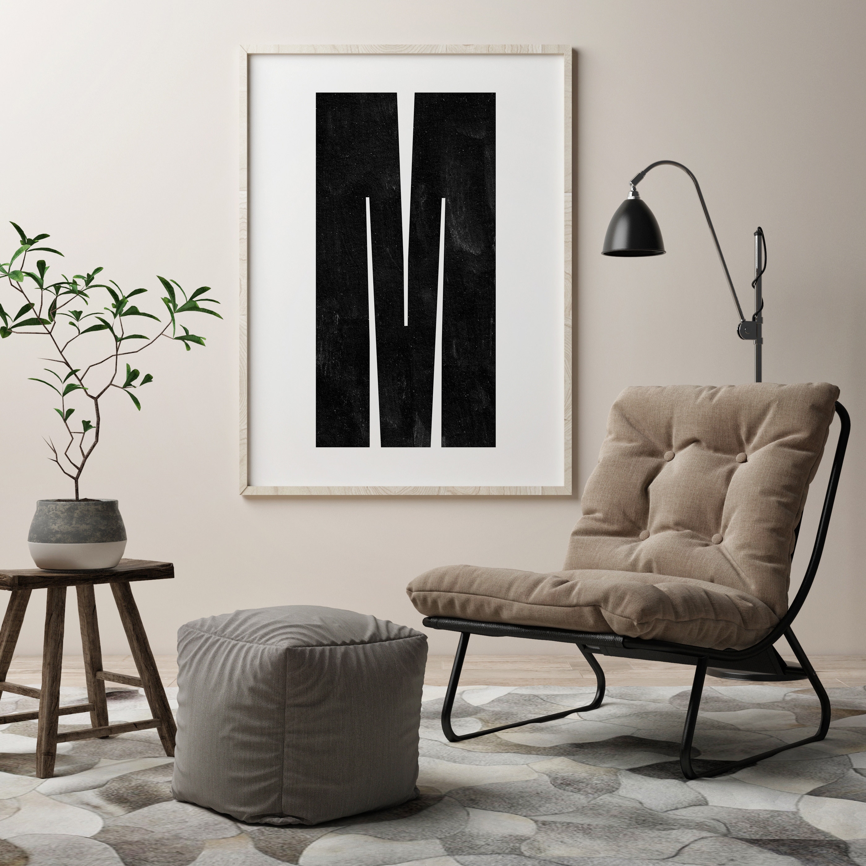 Capital Letter Wall Art Monogram Poster Art Print Letter M | Etsy