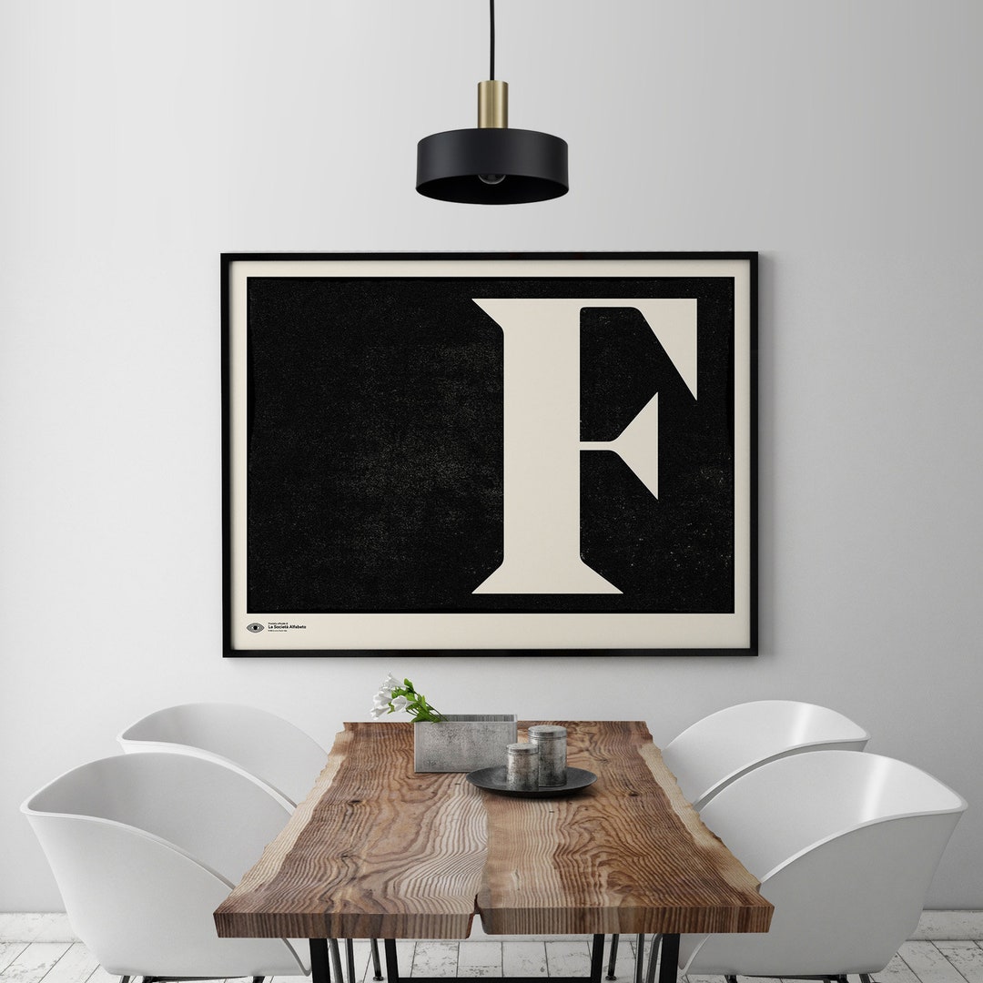Large Wall Art, Monogram Poster Art Print, Letter F, Instant Download ...
