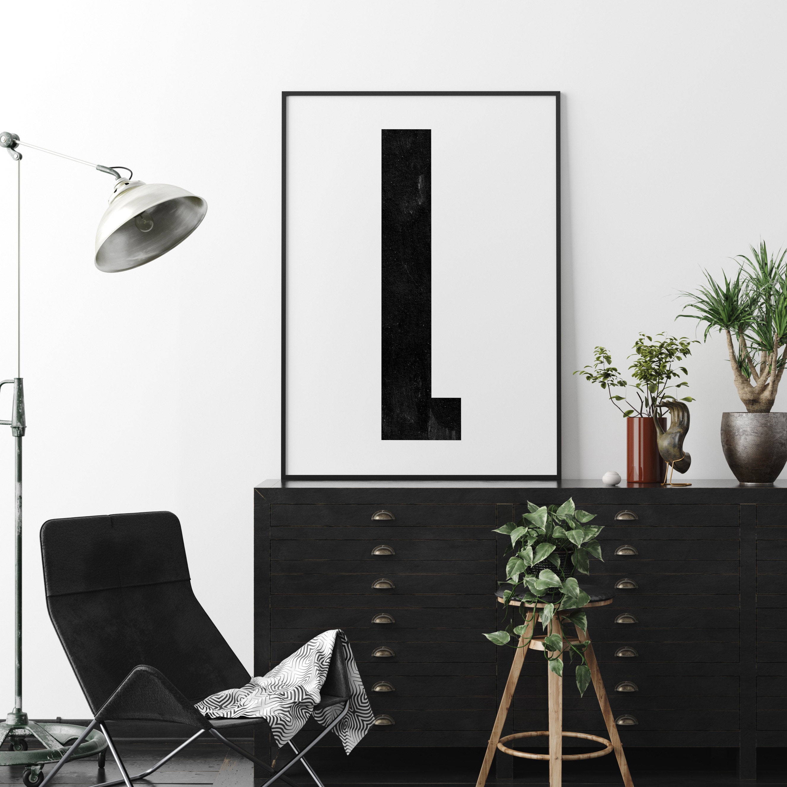 Capital Letter Wall Art | Monogram Poster Art Print | Letter L ...