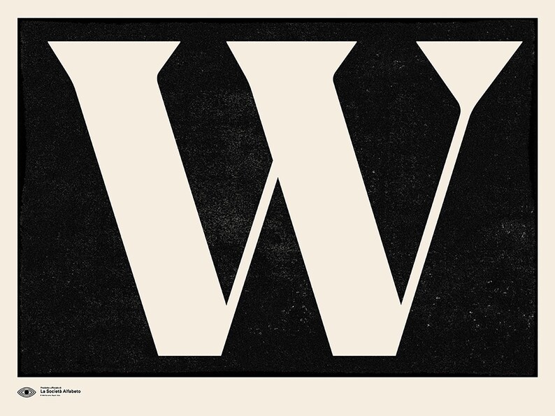 Large Wall Art, Monogram Poster Art Print, Letter W, Instant Download ...