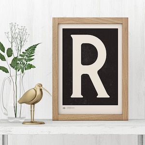 Capital Letter Wall Art | Monogram Poster Art Print | Letter R ...