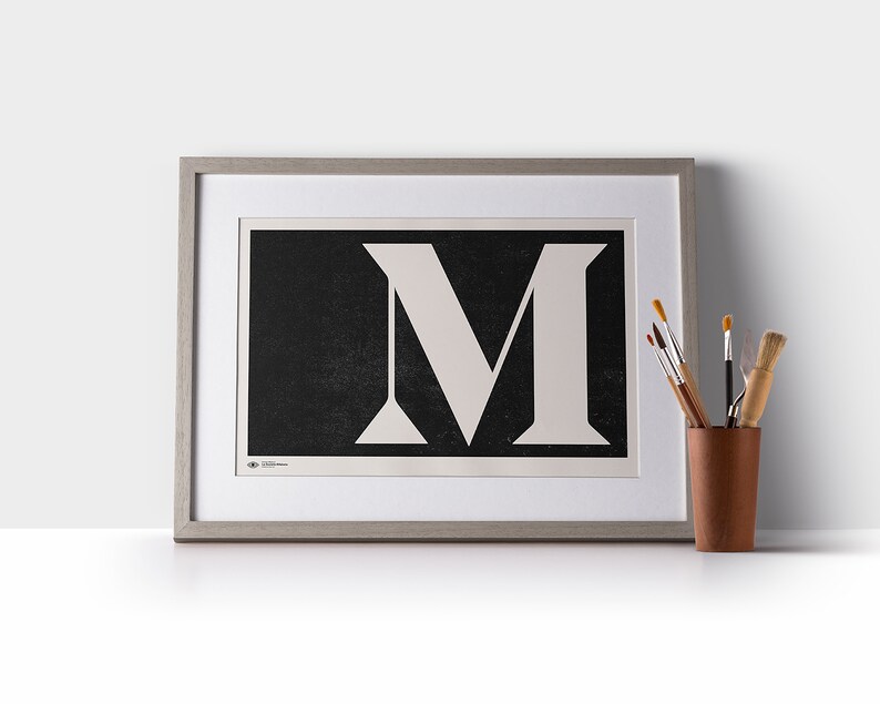 Large Wall Art, Monogram Poster Art Print, Letter M, Instant Download ...