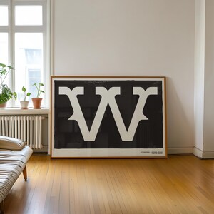Extra Large Wall Art, Monogram Poster Art Print, Letter W, Instant ...