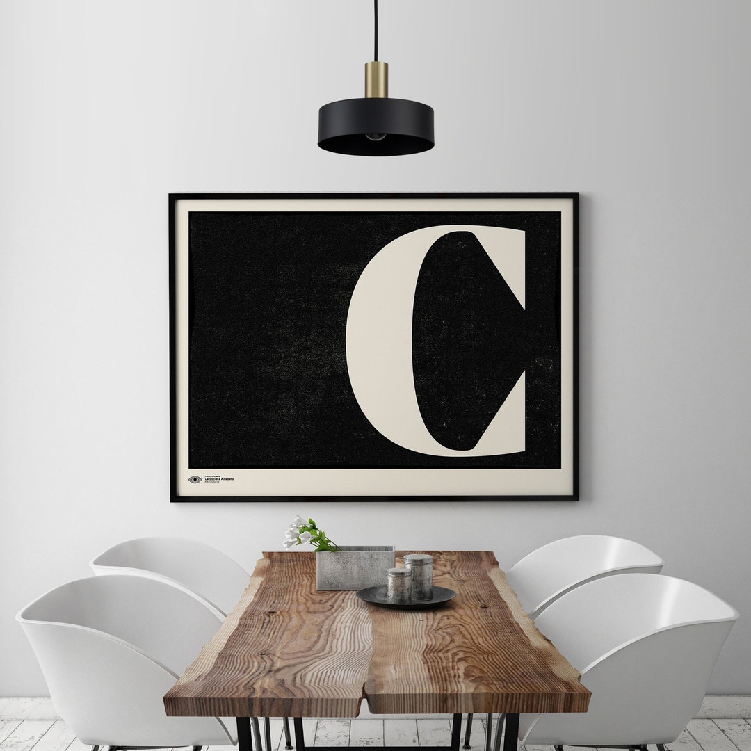 Large Wall Art, Monogram Poster Art Print, Letter C, Instant Download ...