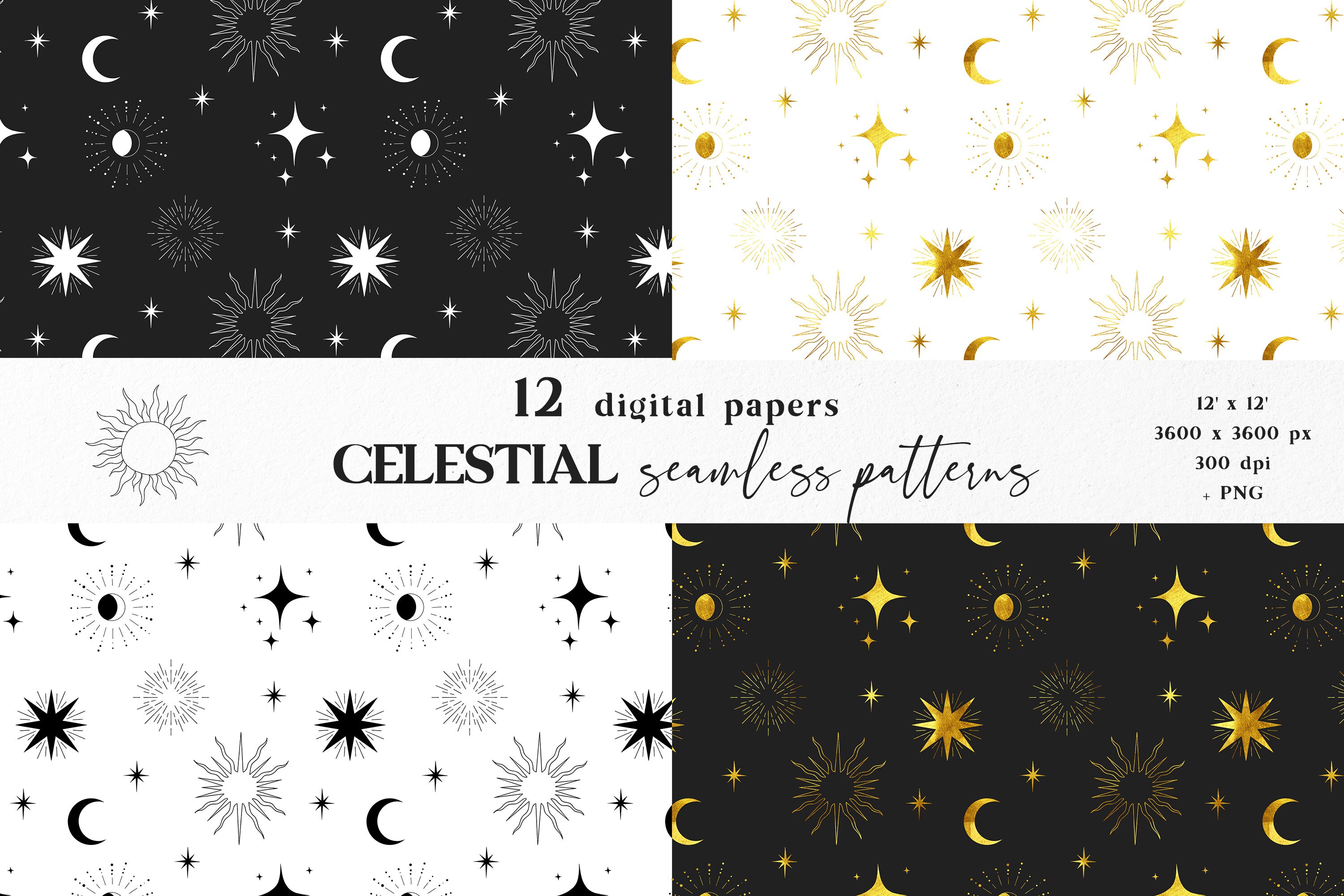Moon digital paper Stars digital paper Moon and stars and | Etsy Moon digital paper Stars digital paper Moon and stars and | Etsy