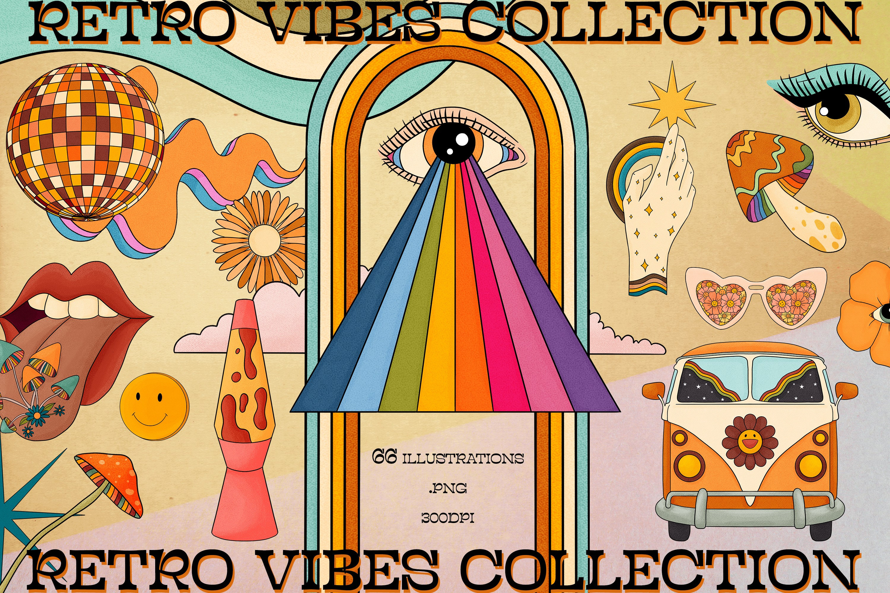 Retro vibes clipart collection 70's Clipart Retro | Etsy