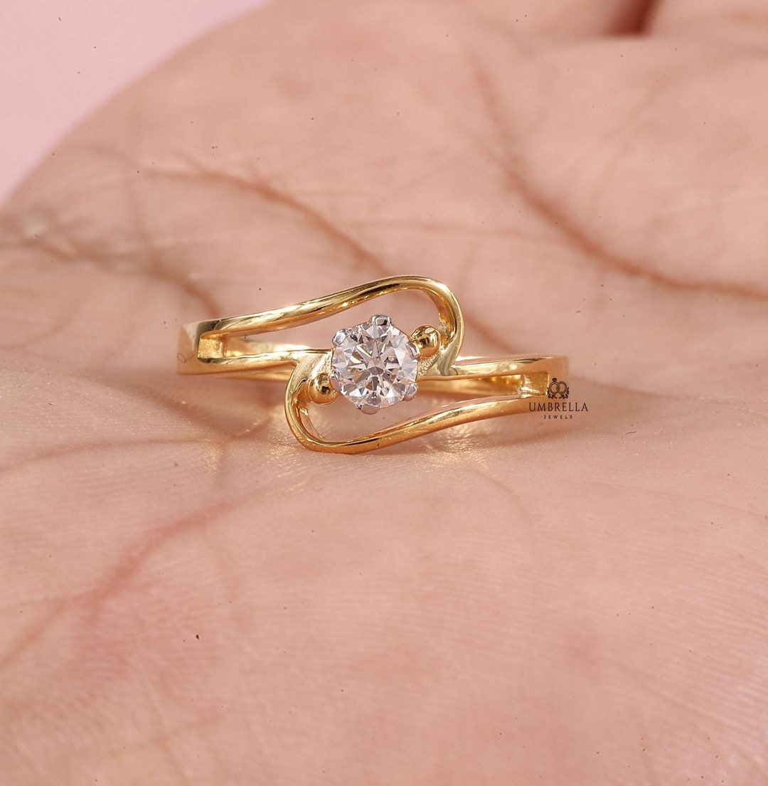 Diamond Twisted Shank Solitaire Wedding Ring, Lab Grown Round Cut ...