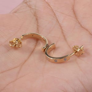 Star Setting Diamond Earring, 14k Gold Diamond Hoop Earrings, Starburst ...