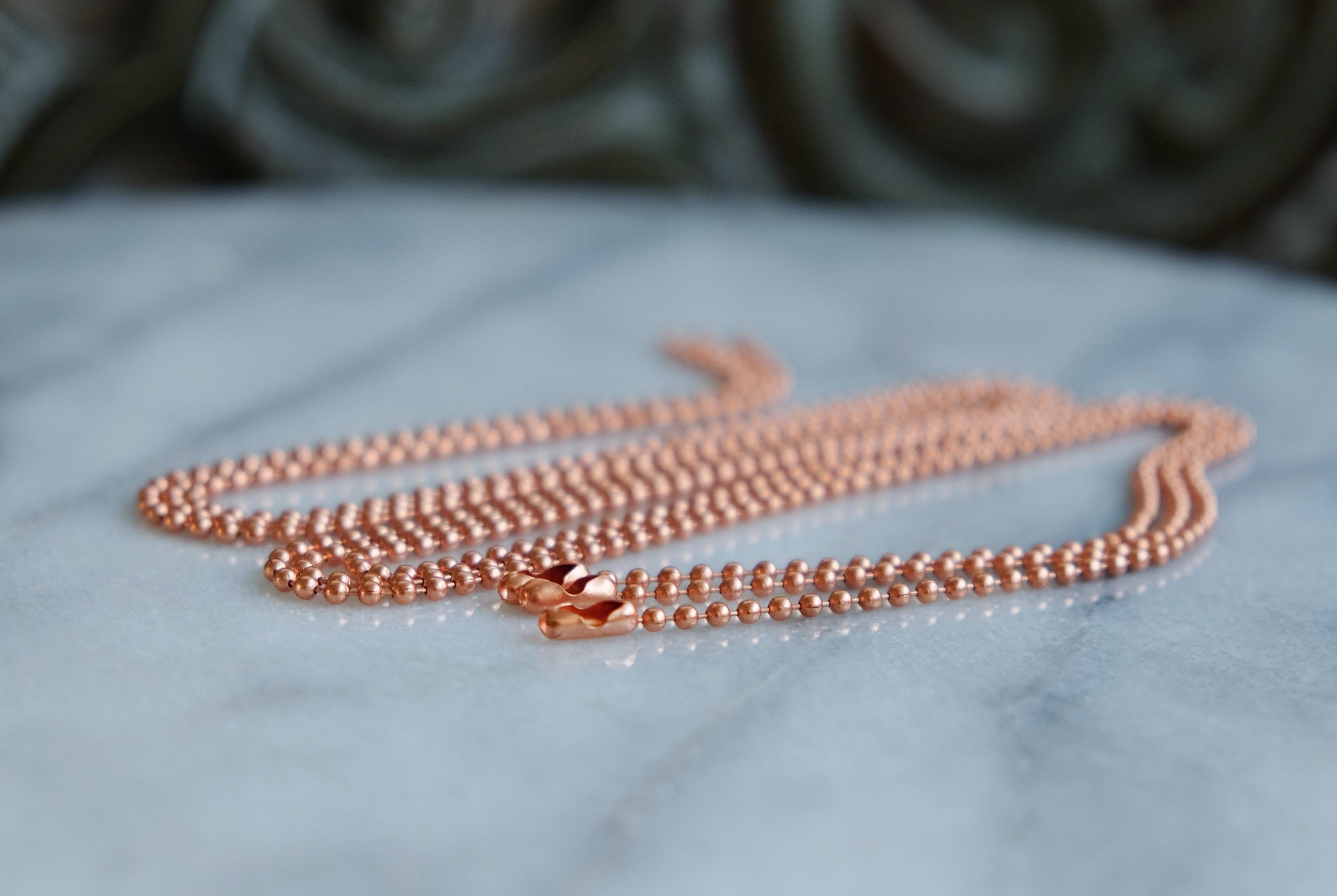3mm Real Pure Solid Copper Raw Uncoated Ball Necklace Chains for ...