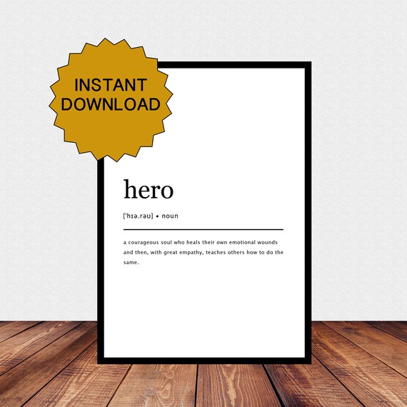 Hero Definition Print Hero Definition Poster Spiritual - Etsy