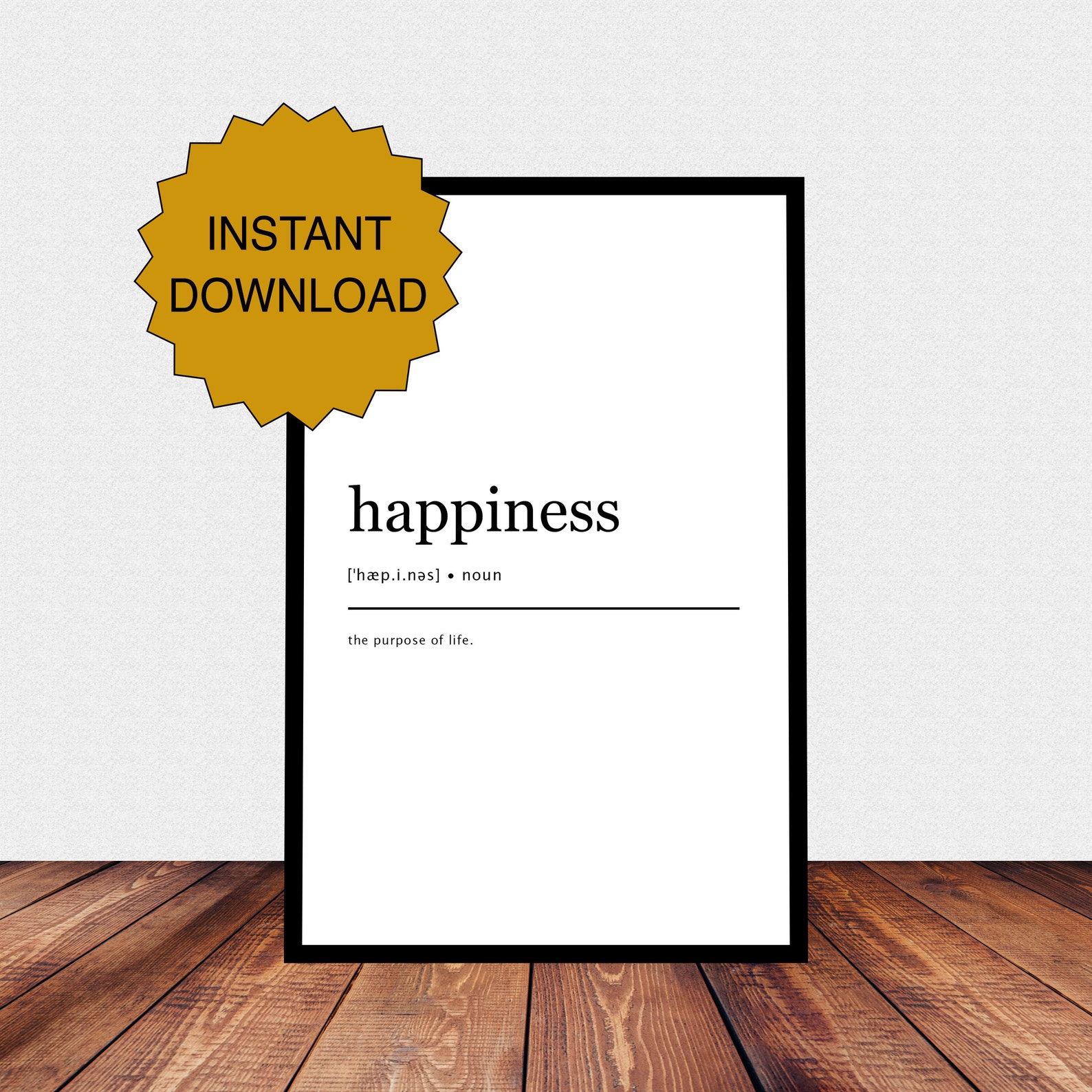 Happiness Definition Print Inspirational Wall Decor - Etsy
