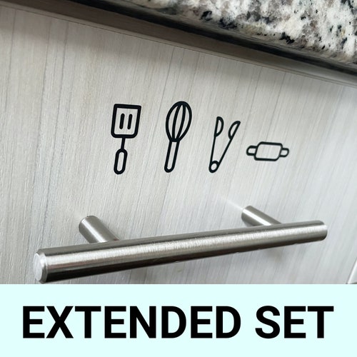 Kitchen Cabinet Label Decals extended Set 55 Icon Label - Etsy