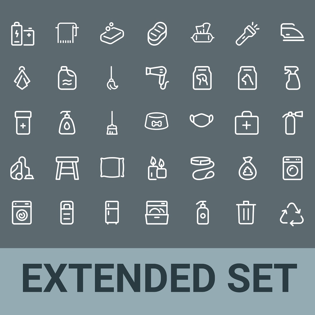 Home Items/home Goods Label Decals (extended Set) - 33 Icon Label ...