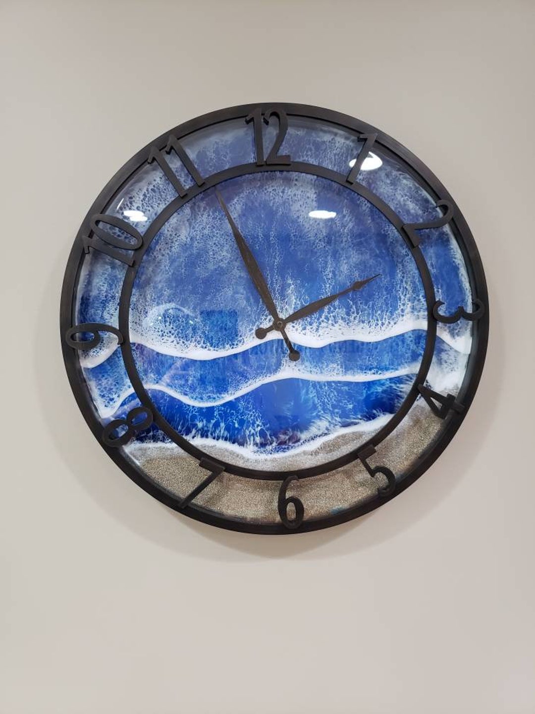 Blue Ocean Waves Clock 18", Gift for Beach Lover, Christmas Present ...