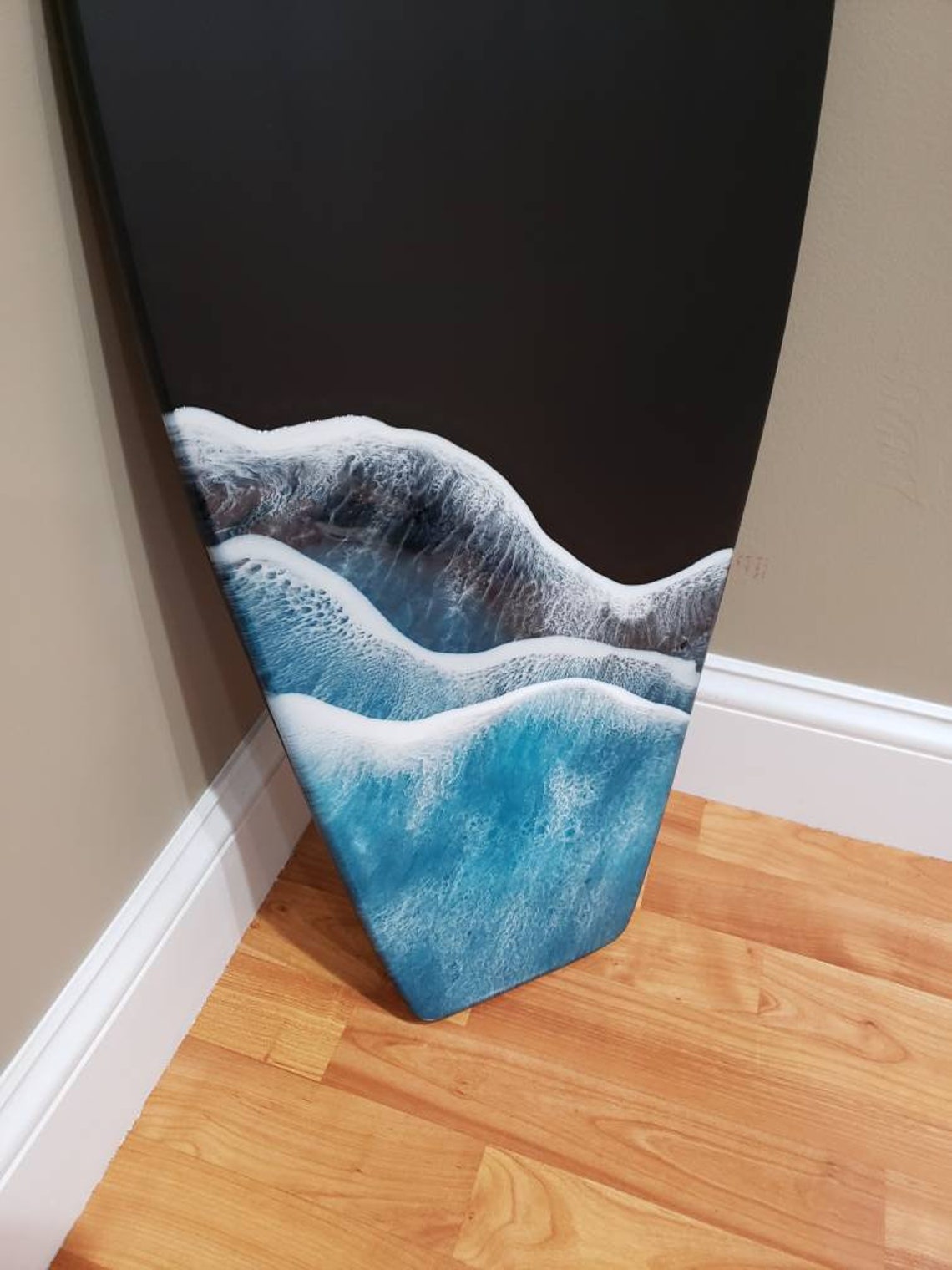 Black Surfboard Ocean Art Coastal Beach House Décor Beach | Etsy