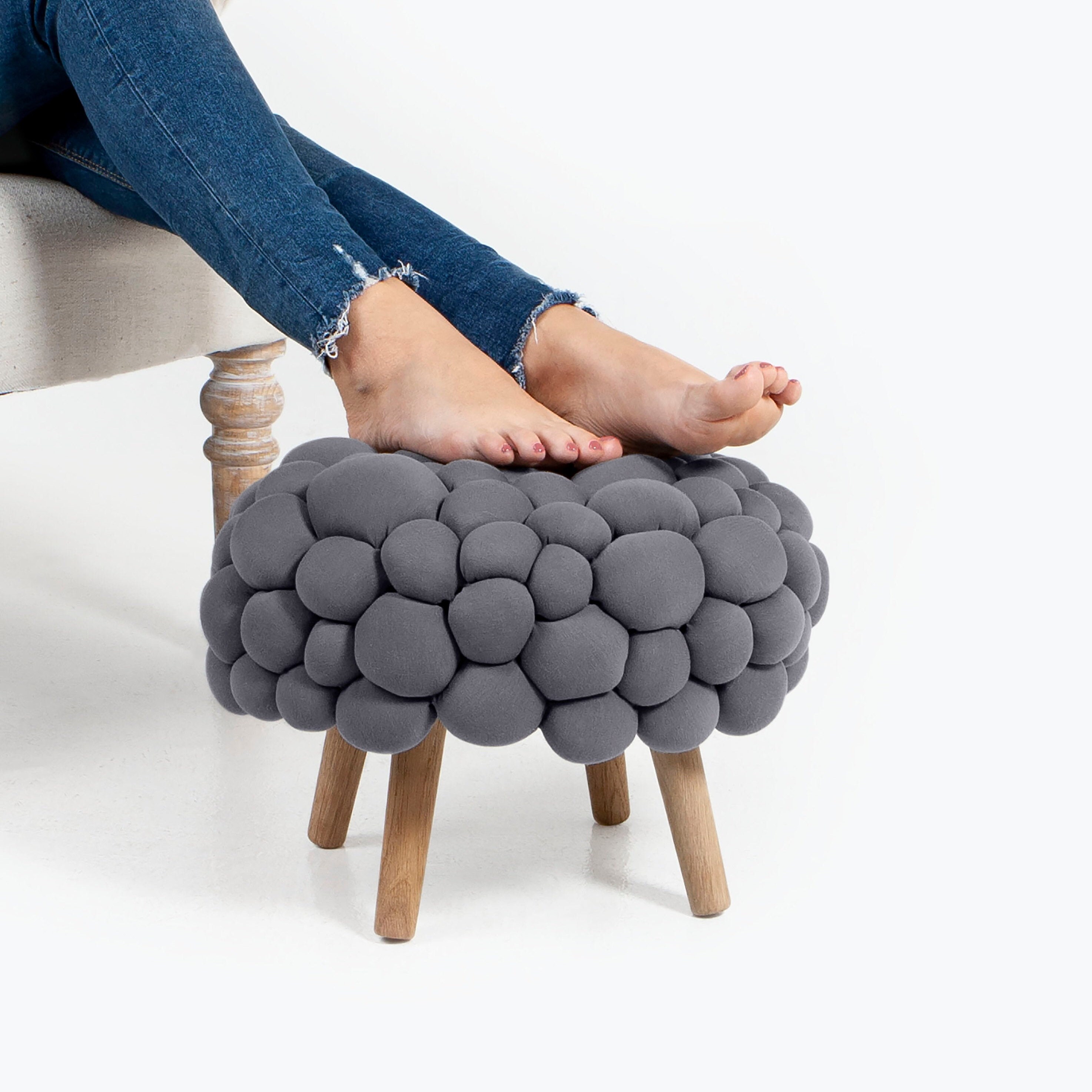 Handmade footstool ottoman bench with unique bubbly padded | Etsy
