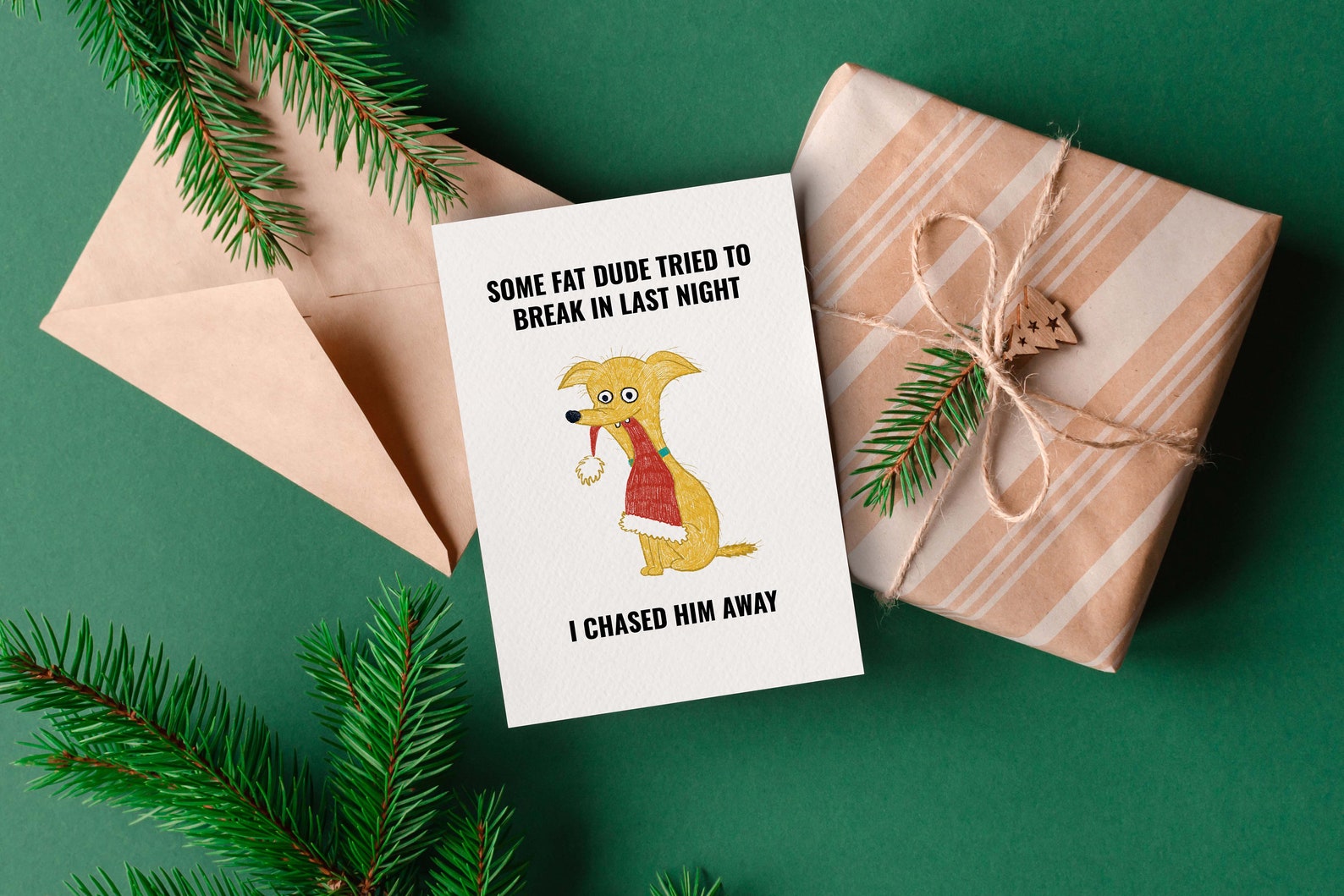 Printable Christmas Card, Funny, Dog, Instant Download, 5 X 7 Inches ...