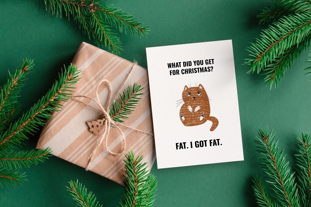 Printable Christmas Card Fat Cat Instant Download 5 X 7 - Etsy