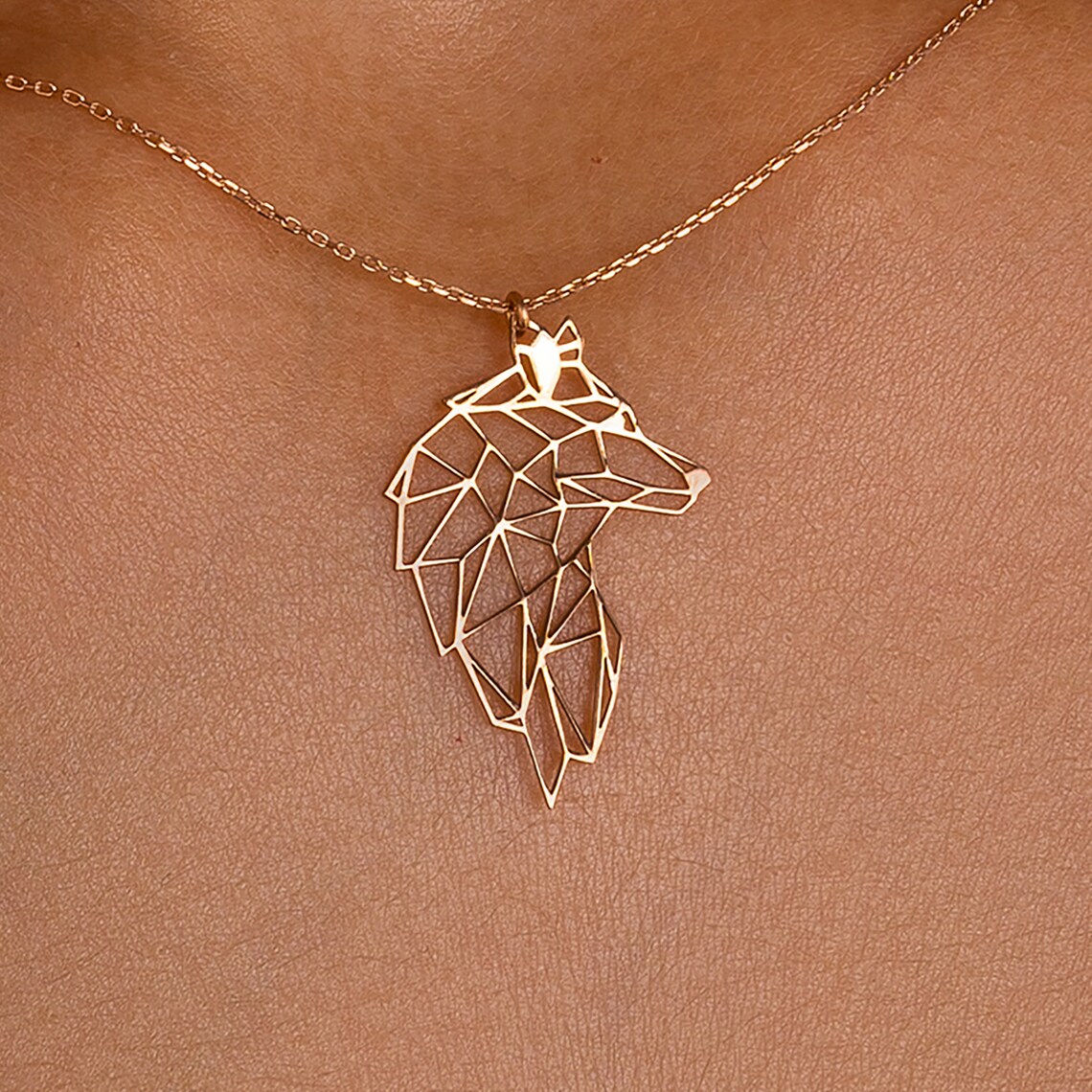 Origami Wolf Necklace , Wolf Necklace , Minimalist Jewelry , Animal ...