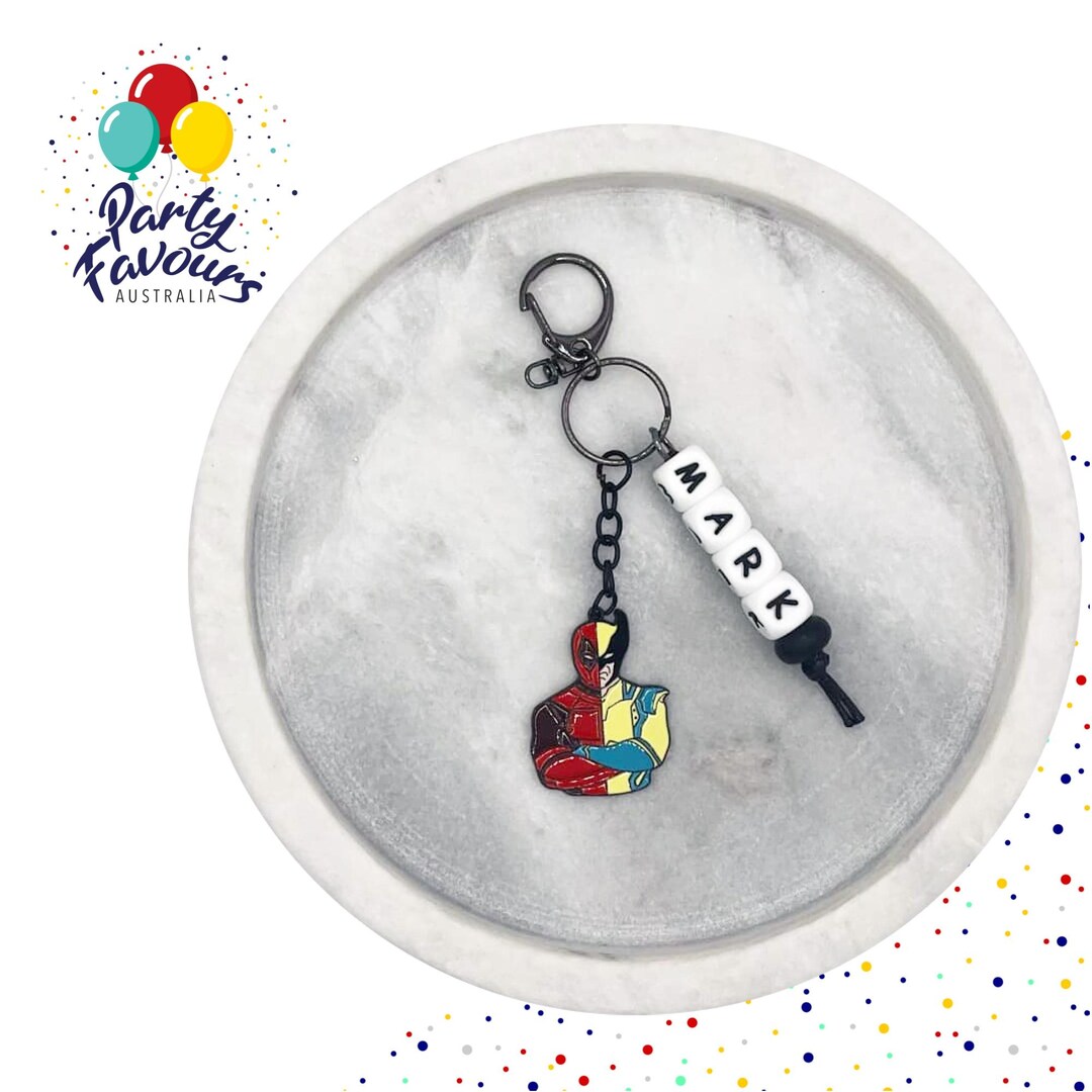 Personalised Deadpool & Wolverine Split Key Chain Kids Gifts Silicone ...